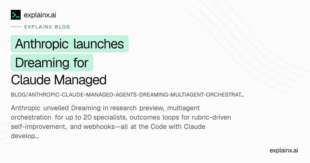 Anthropic launches Dreaming for Claude Managed Agents | explainx.ai ...