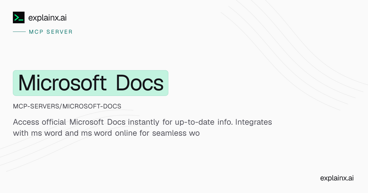Microsoft Docs — MCP server | explainx.ai | explainx.ai