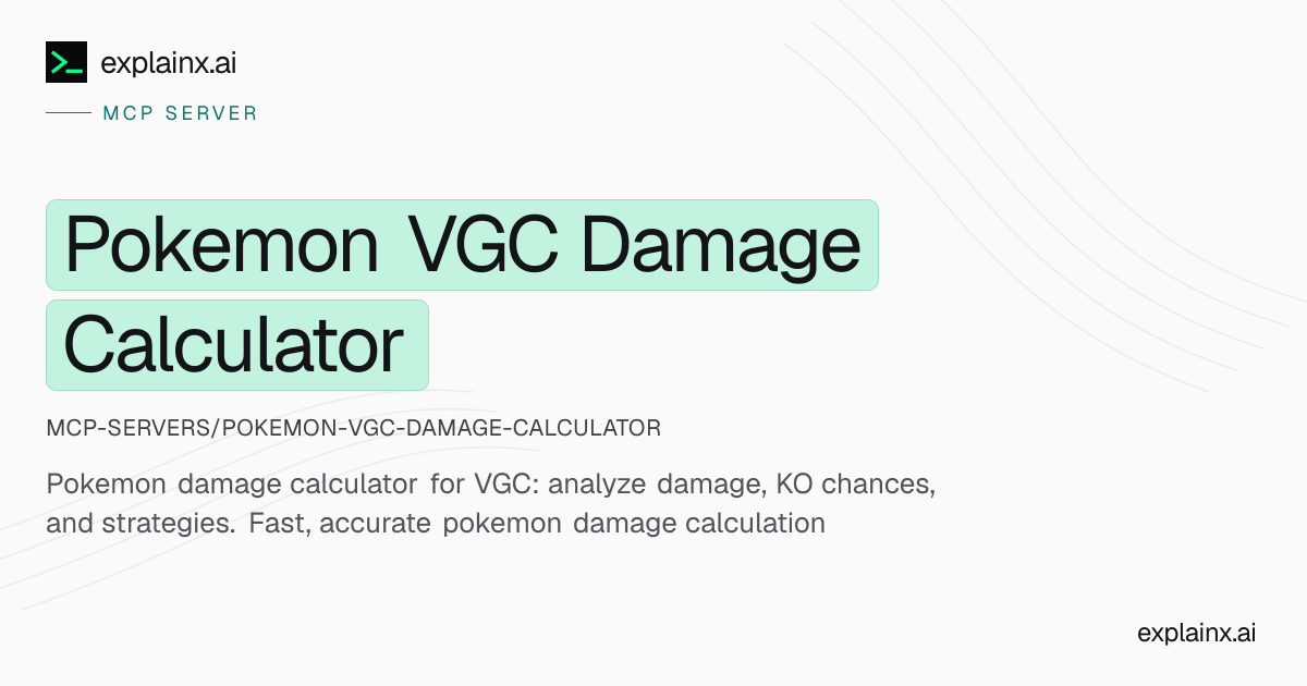 Pokemon VGC Damage Calculator — MCP server | explainx.ai | explainx.ai