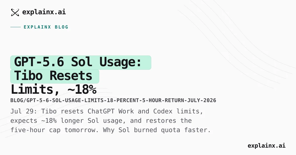 GPT-5.6 Sol Usage Limits Reset — Jul 29 | explainx.ai Blog | explainx.ai